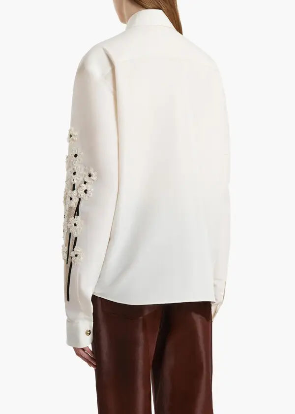 Khaite Argo Top With Floral Embroidery - Natural