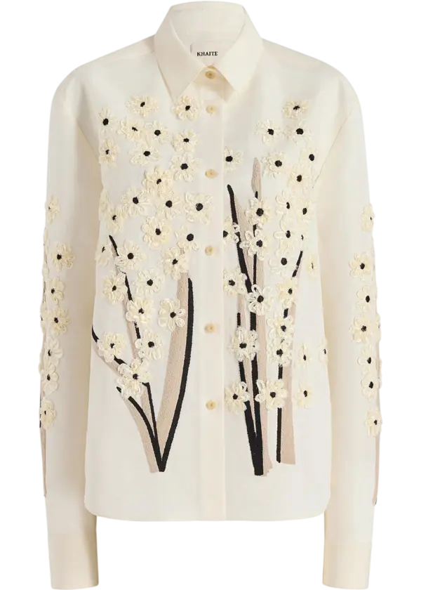 Khaite Argo Top With Floral Embroidery - Natural