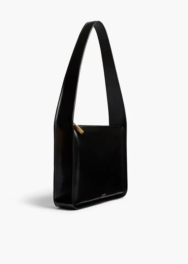 Khaite Lori Squared Bag In Crackle Patent Leather - Black