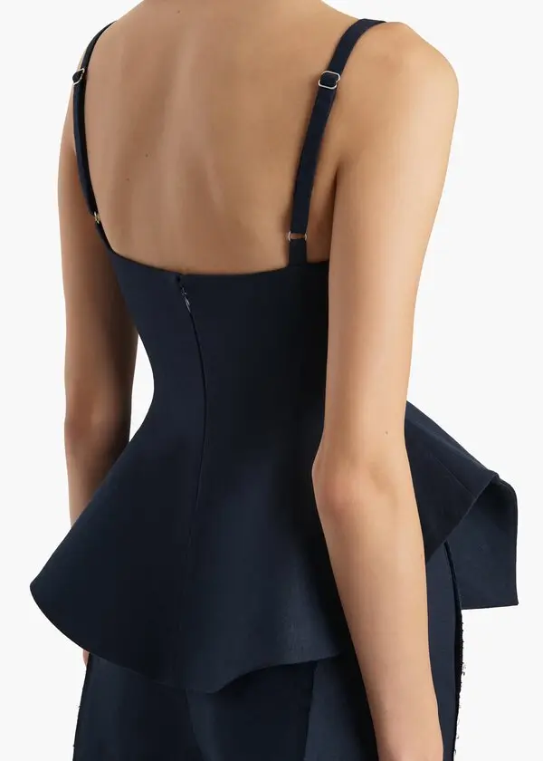 Khaite Loa Peplum Top - Dark Navy