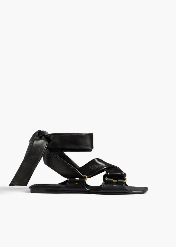 Khaite Boden Tied Leather Sandal - Black