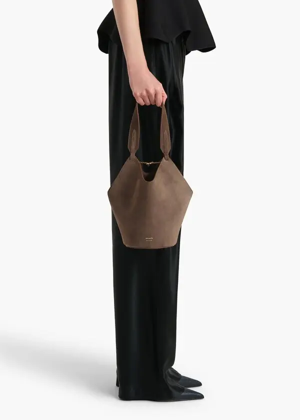 Khaite Mini Lotus Suede Tote - Cedar