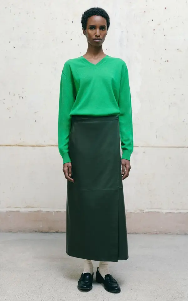 RÙADH Este Lamb Leather Maxi Skirt