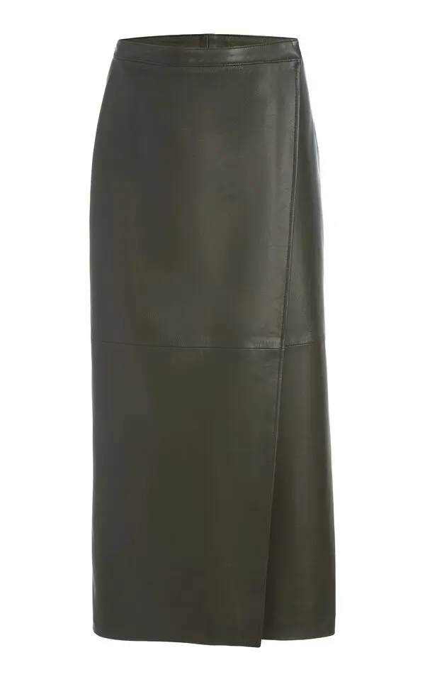 RÙADH Este Lamb Leather Maxi Skirt - Dark Green