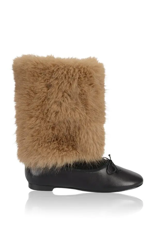 SALONDEJU Ribbon Fur Long Boots