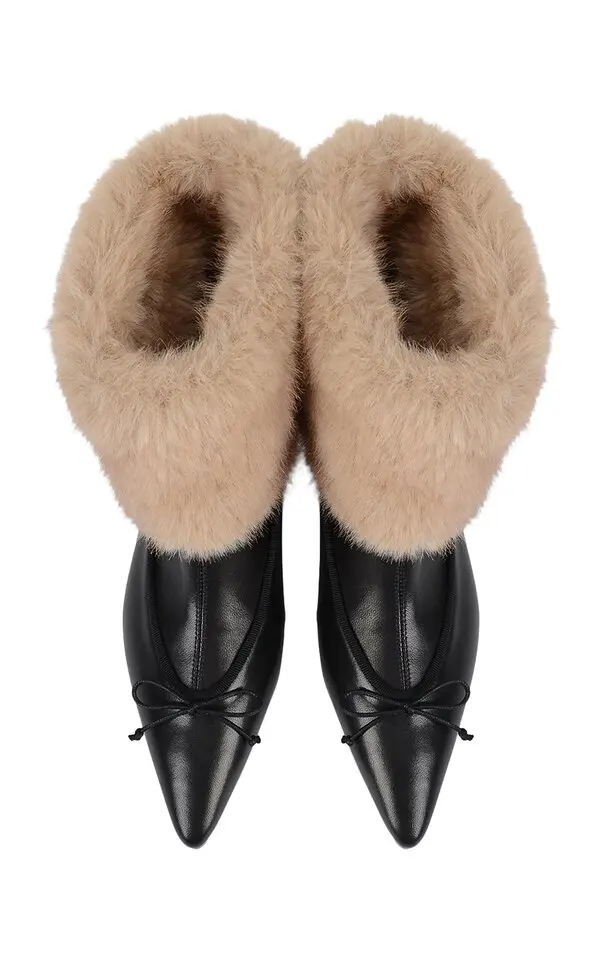 SALONDEJU Ballet Fur Ankle Boots