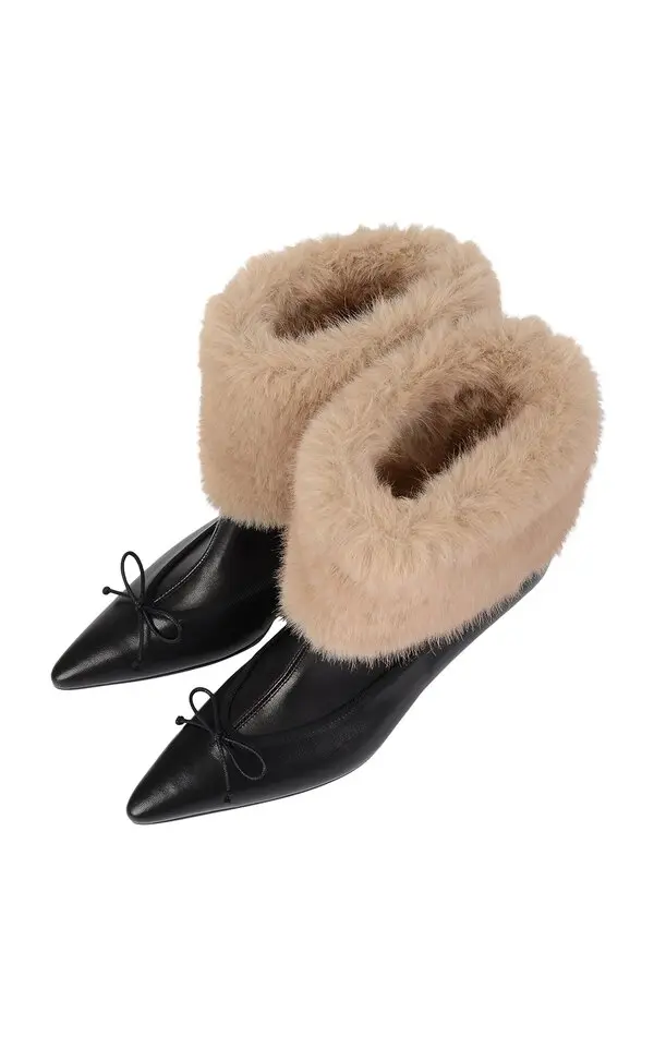 SALONDEJU Ballet Fur Ankle Boots
