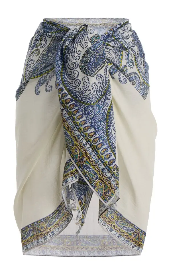 BOTEH Arcadia Paisley Cotton-gauze Mini Pareo Skirt - Blue