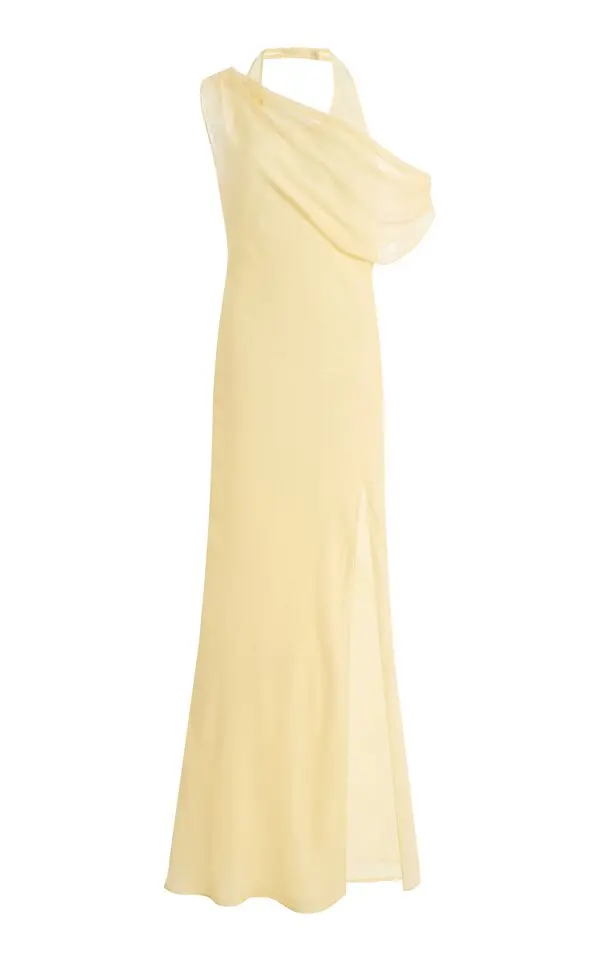 Sir The Label Strobe Silk Chiffon Gown