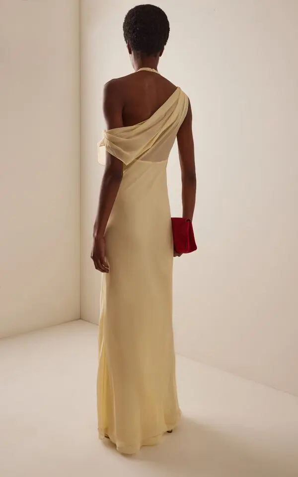 Sir The Label Strobe Silk Chiffon Gown