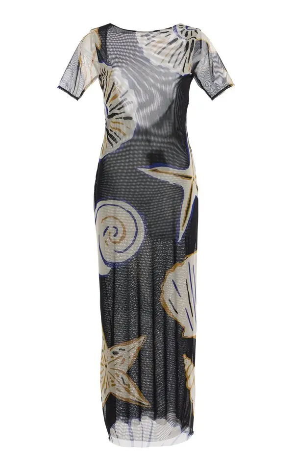 CALA DE LA CRUZ Ava Graphic Midi Dress - Black
