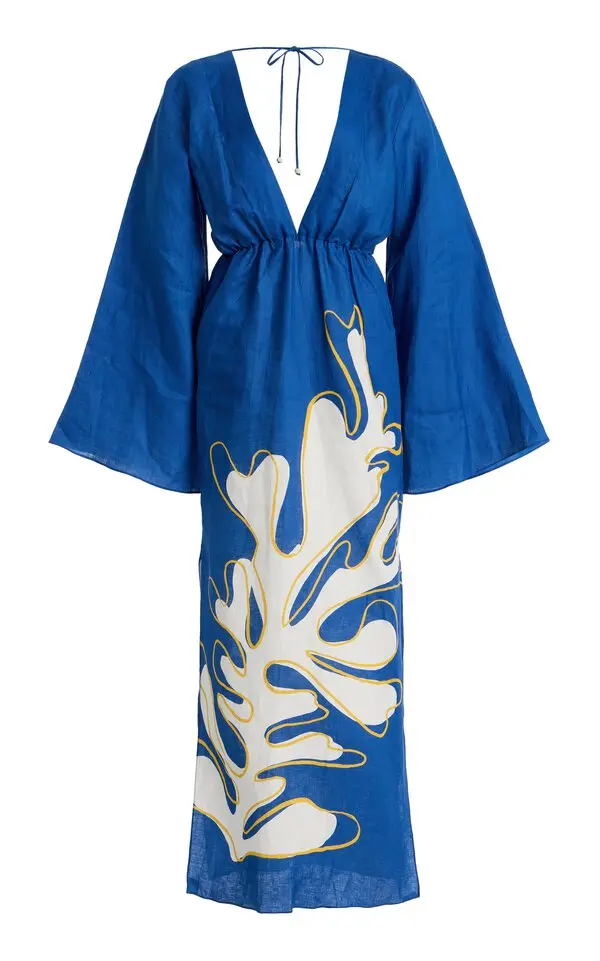 CALA DE LA CRUZ Odele Linen Kaftan - Blue