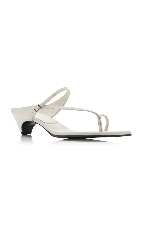 SALONDEJU Oblique Leather Sandals - Ivory