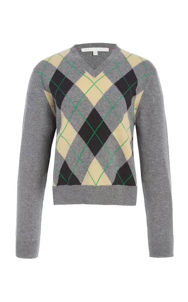 RÙADH Argyle Cashmere Sweater - Grey