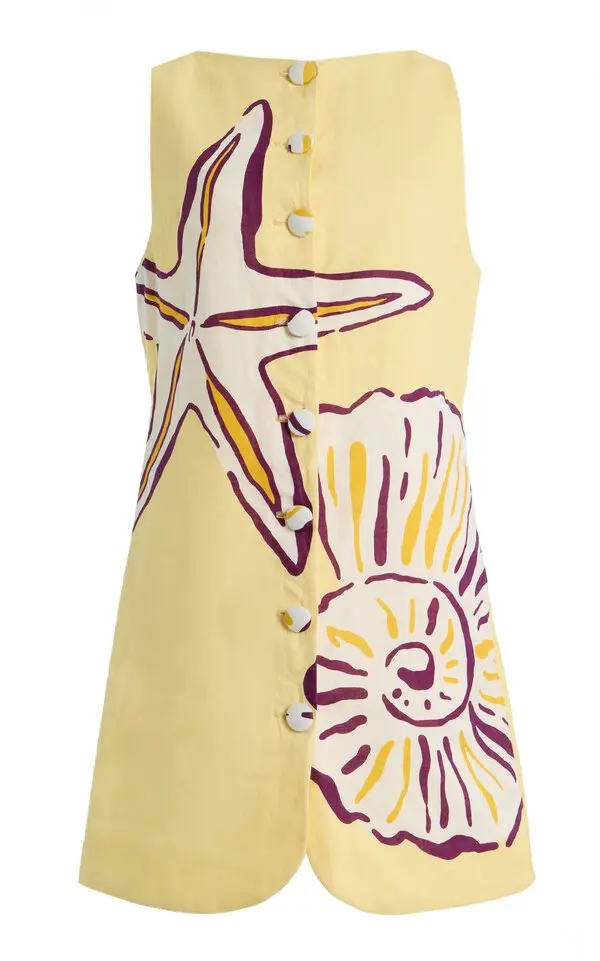 CALA DE LA CRUZ Rhoda Linen Mini Dress - Yellow
