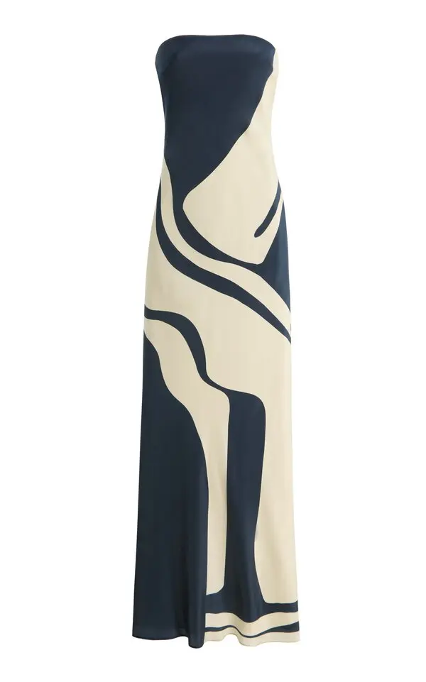 SIR. Lilou Strapless Midi Dress - Blue