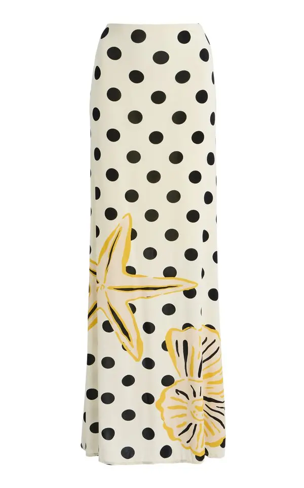 CALA DE LA CRUZ Halia Printed Maxi Skirt - Black,white