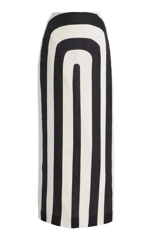 CALA DE LA CRUZ Bruna Linen Maxi Skirt - Black/white