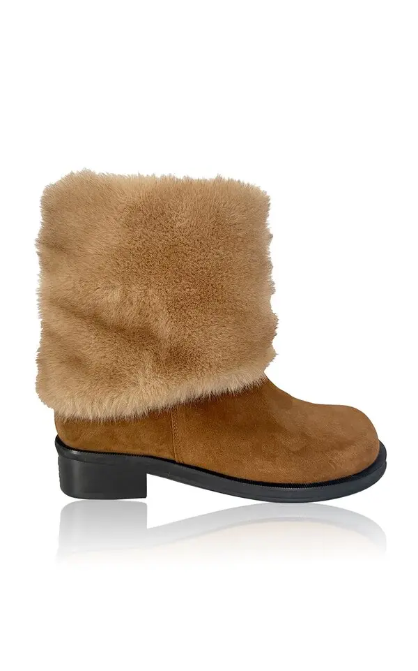 SALONDEJU Volume Mid Fox Fur Boots