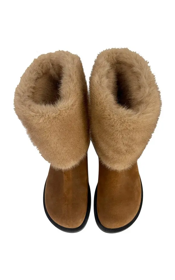 SALONDEJU Volume Mid Fox Fur Boots