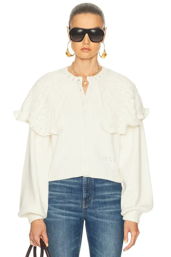 Chloé Chunky Wool Cardigan - Iconic Milk