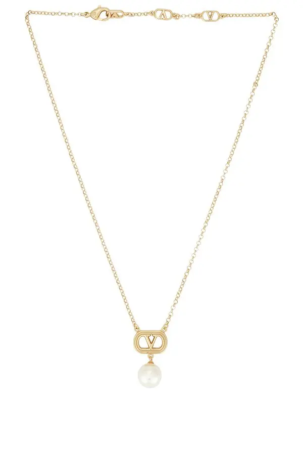 Valentino Garavani Ovalette Pearl Necklace - Oro & Cream