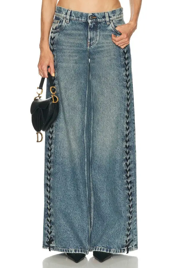 Stella McCartney Laced Denim Wide Leg