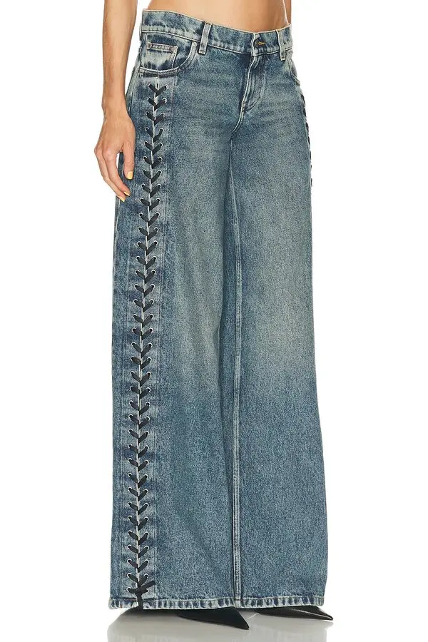 Stella McCartney Laced Denim Wide Leg