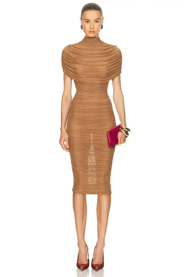 SEROYA Riondra Dress In Brown