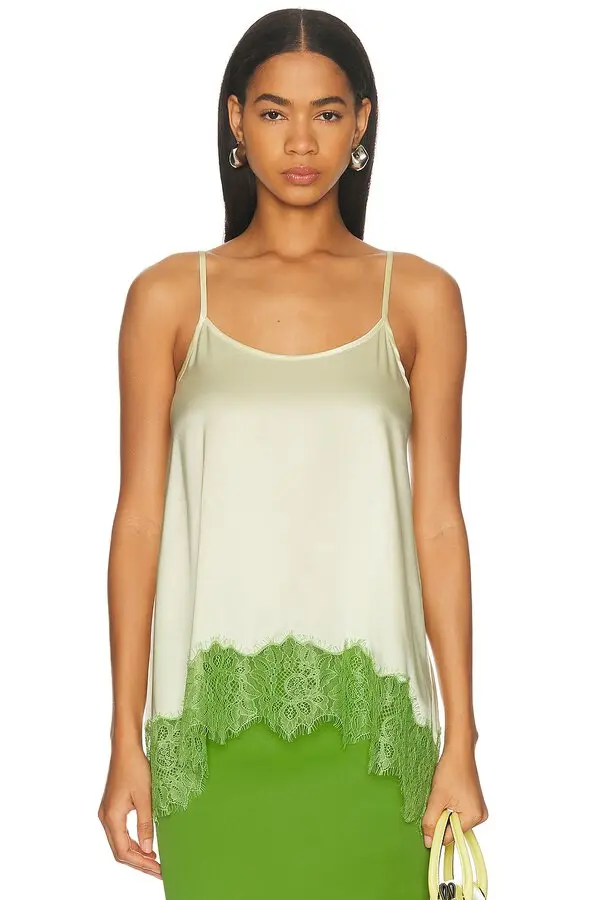 Staud Chloe Silk Cami Top - Key Lime & Sprout