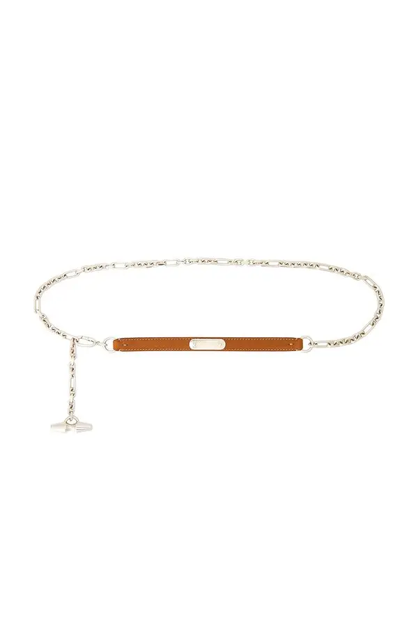 Ralph Lauren Chain Belt With Leather Detail - Rl Gold