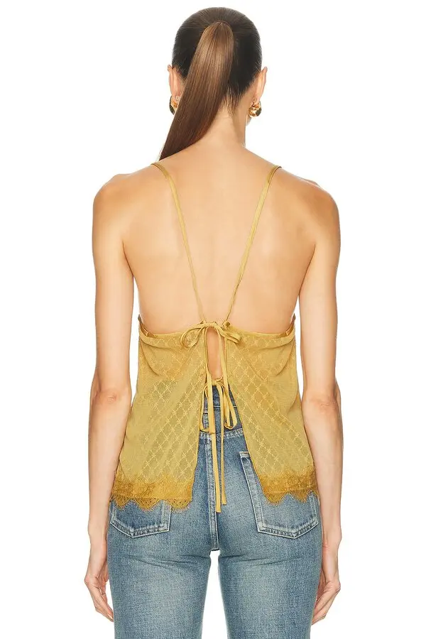 R13 Lace Trimmed Cami Top - Yellow