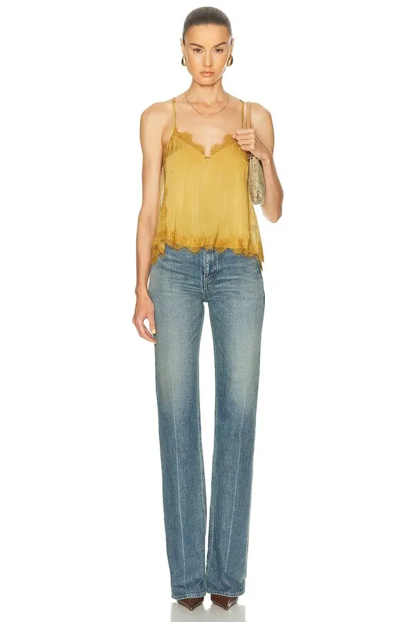 R13 Lace Trimmed Cami Top - Yellow