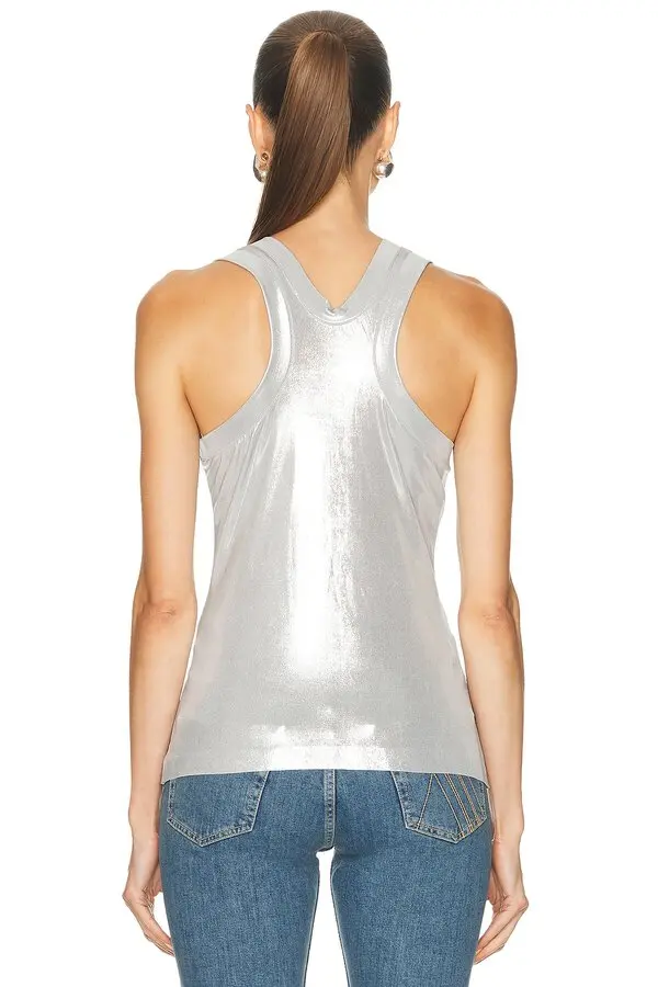Norma Kamali Racerback Tank Top In Metallic - Silver