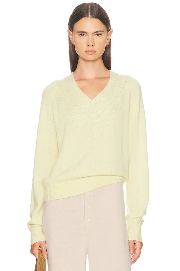 Guest In Residence Varsity V Neck Sweater
