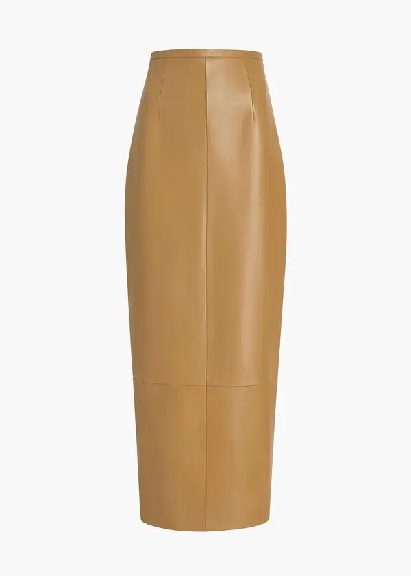 Khaite Nappa Leather Pencil Skirt - Golden Ochre