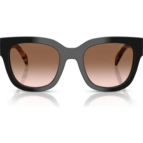 Prada 52mm Square Sunglasses - Black/brown Gradient