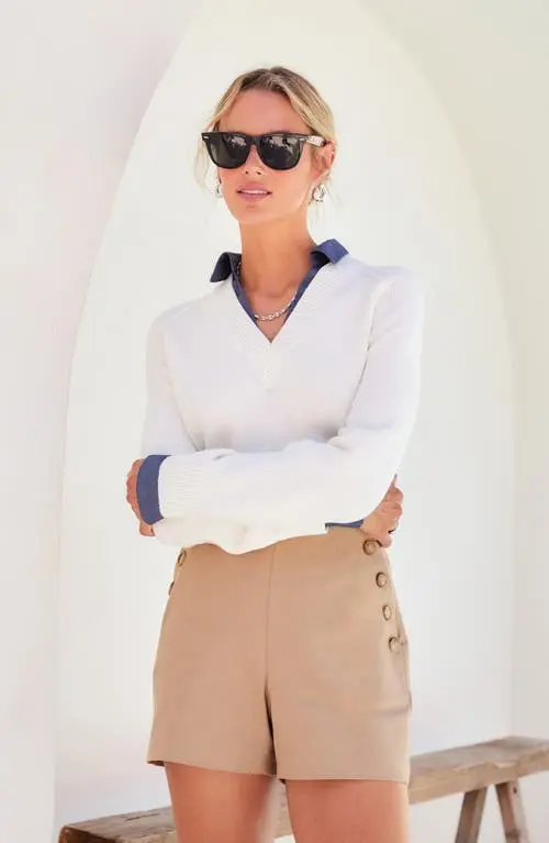 Fifteen Twenty Button Detailed Cotton Twill Shorts