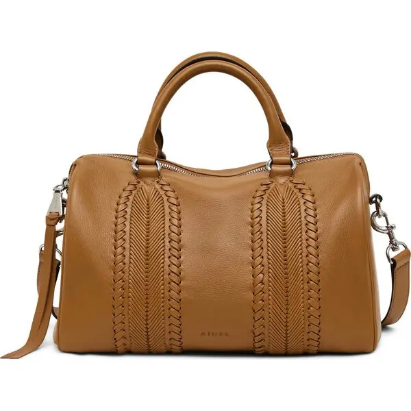 AIMEE Leather Satchel With Whipstitching - Latte