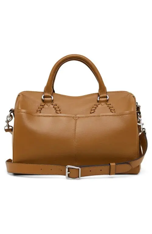 AIMEE Leather Satchel With Whipstitching - Latte