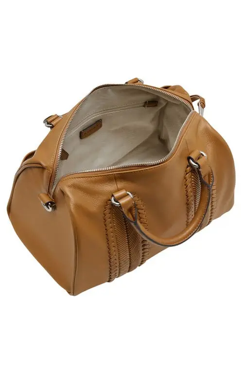 AIMEE Leather Satchel With Whipstitching - Latte