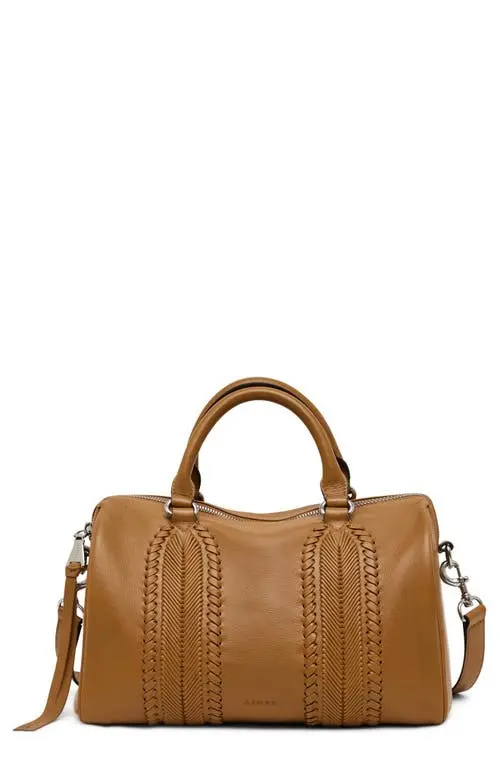 AIMEE Leather Satchel With Whipstitching - Latte