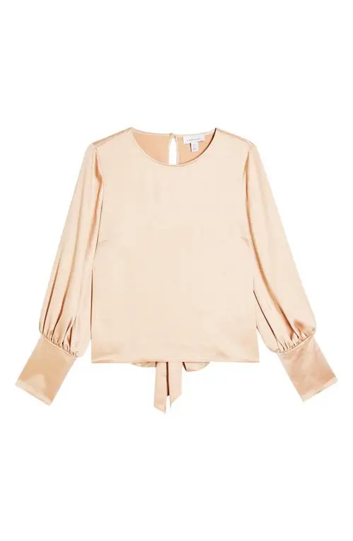 Topshop Tie Back Long Sleeve Satin Blouse
