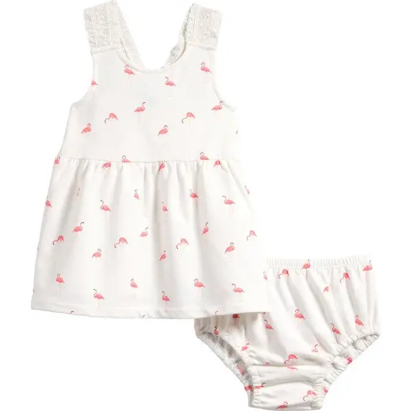 Splendid Cotton Blend Dress With Bloomers - Flamingo Print