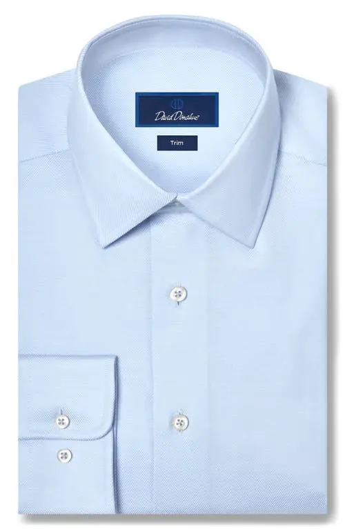 David Donahue Trim Fit Solid Stretch Cotton Twill Dress Shirt - Sky