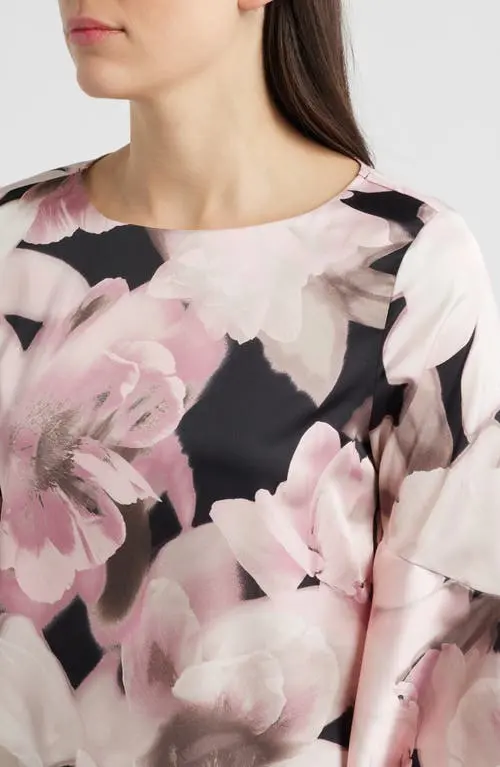 Anne Klein Floral-patterned Flare Cuff Top
