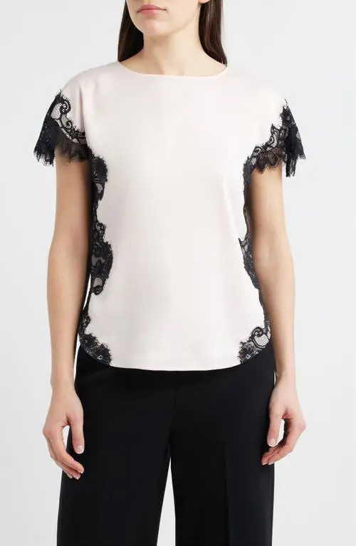 Anne Klein Lace Trim Bateau Neck Top