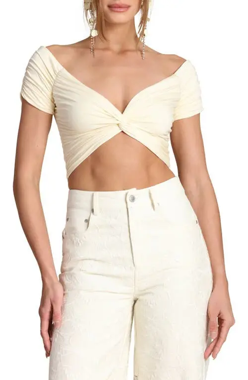Avec Les Filles Off-the-shoulder Crop Top - Cream