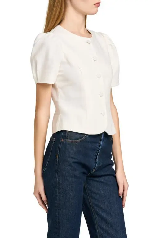 WAYF Blair Button-front Linen-blend Top - Ivory