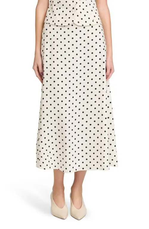 WAYF Blaire Dot Linen Blend Midi Skirt